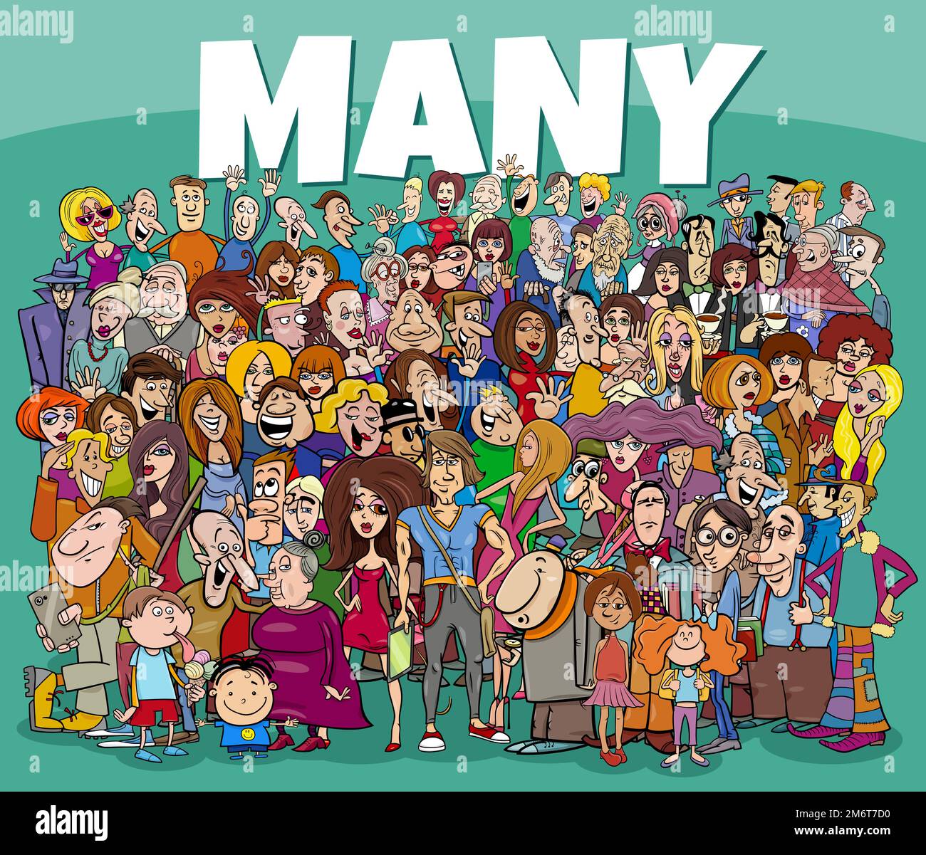 Many cartoon people comic characters group Stock Photo - Alamy