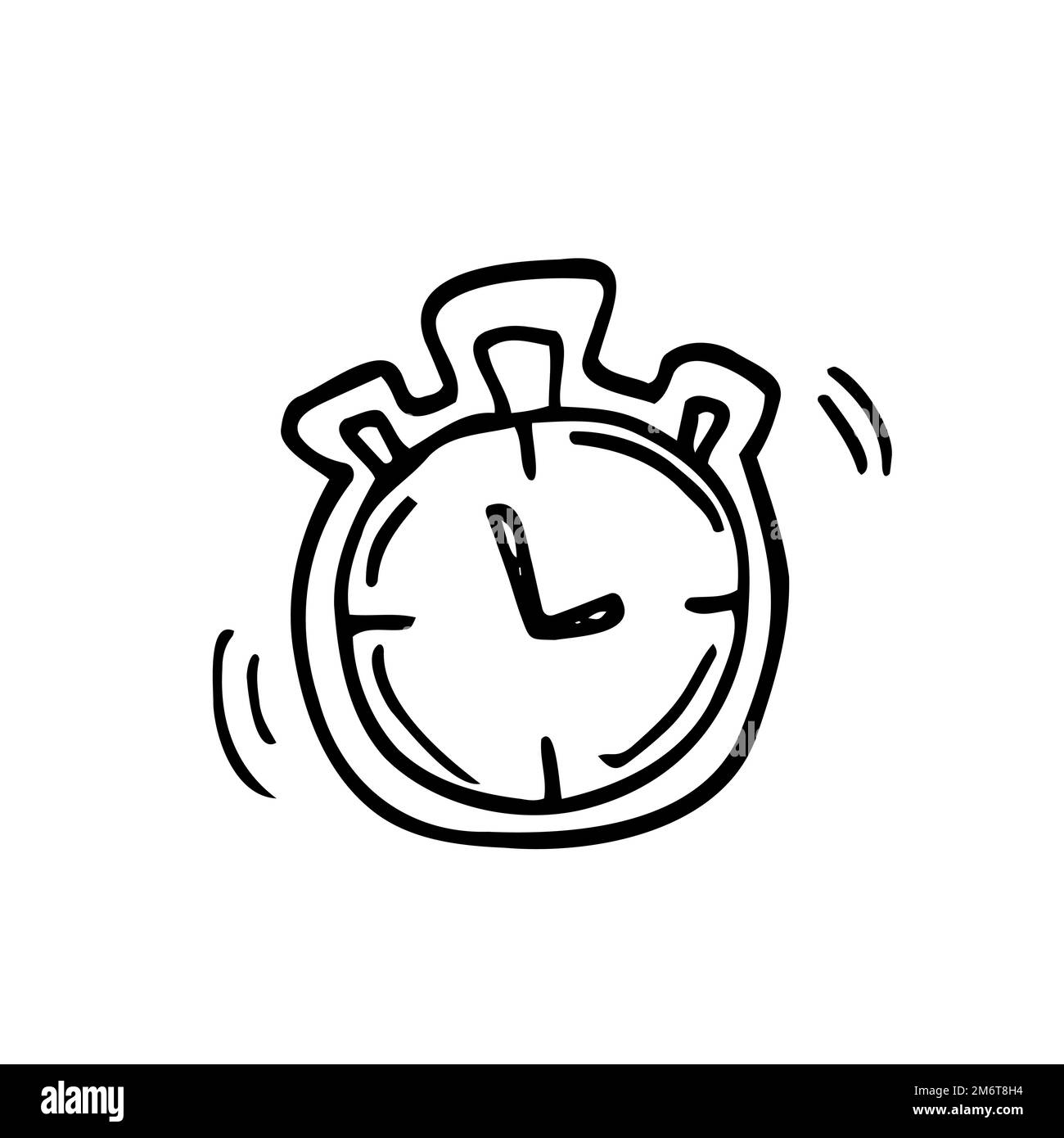 Stopwatch doodle icon. Hand drawn sketch in vector isolated on white ...