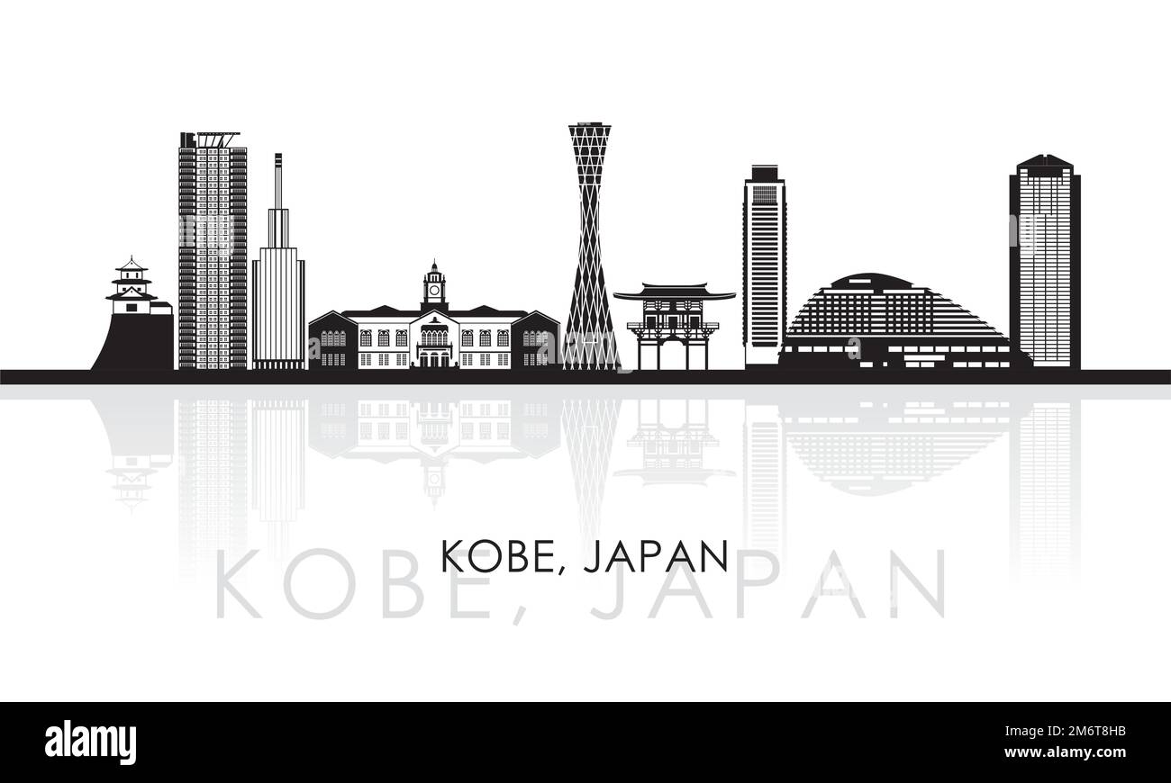 Silhouette Skyline panorama of city of Kobe, Japan - vector ...