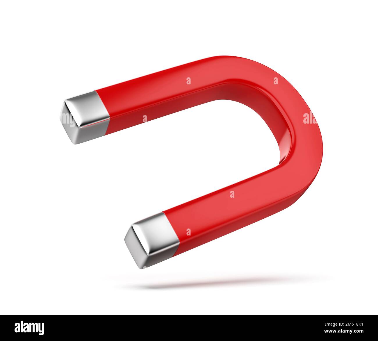 Red horseshoe magnet on white background Stock Photo - Alamy