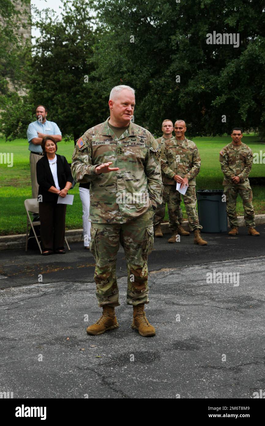 U.S. Army Lt. Gen. John R. Evans, commander of U.S. Army North, speaks to attendees of the ...