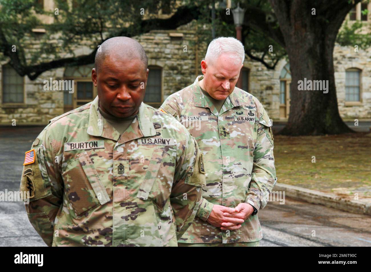 U.S. Army Lt. Gen. John R. Evans, U.S. Army North commander, and Command Sgt. Maj. Wesley Burton ...