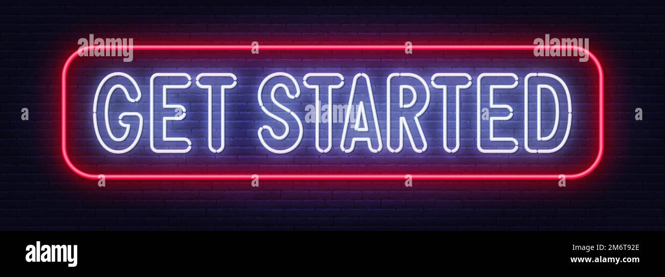 Get Started neon sign on brick wall background Stock Vector Image & Art ...