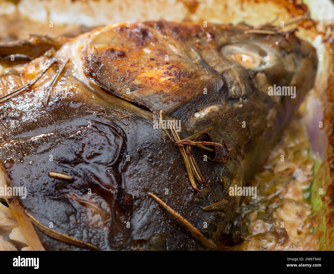 Fried carp with spices. Freshly fried fish. Carp close-up Stock Photo ...
