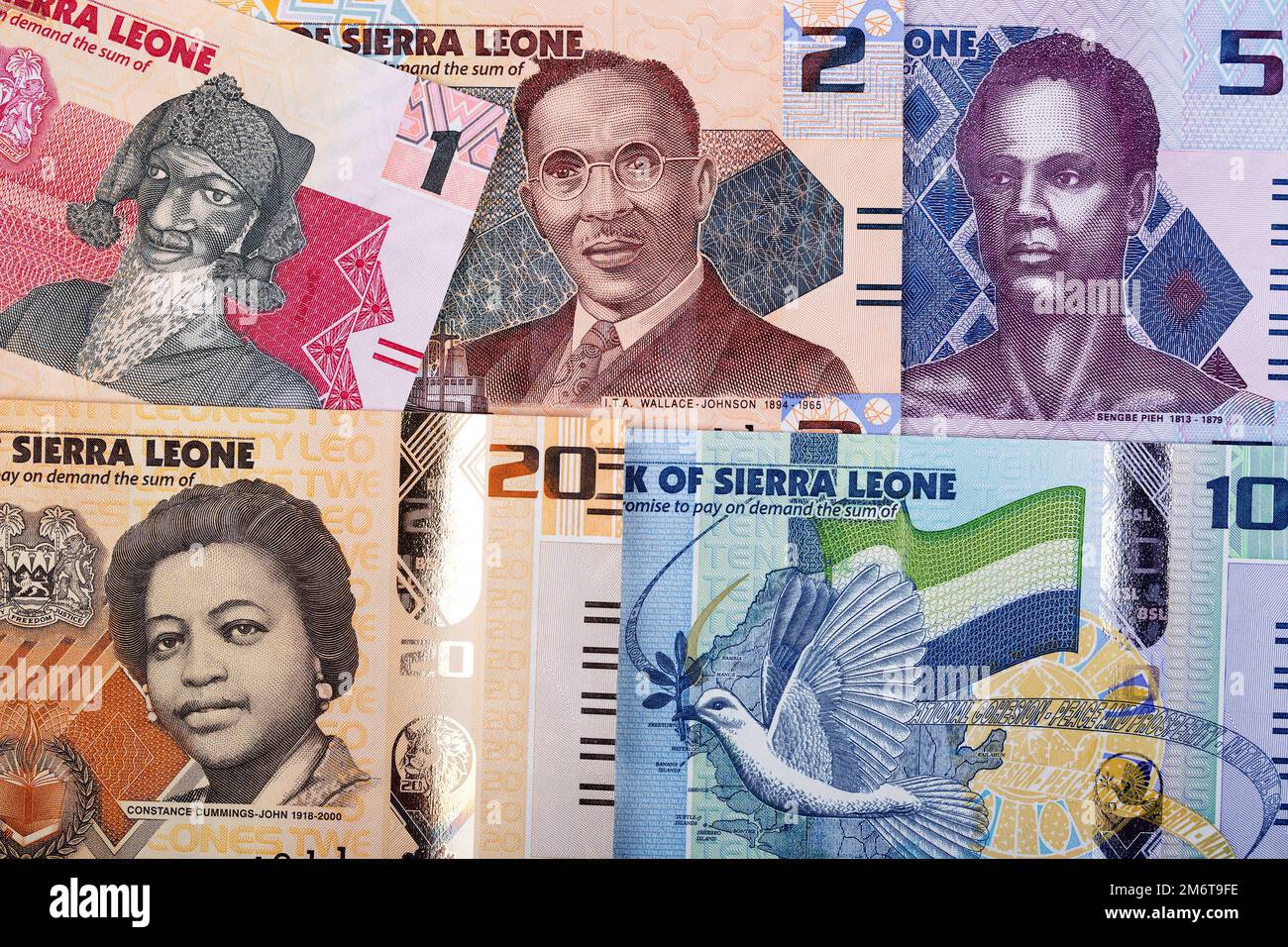 Sierra Leonean money a business background from new series of banknotes ...