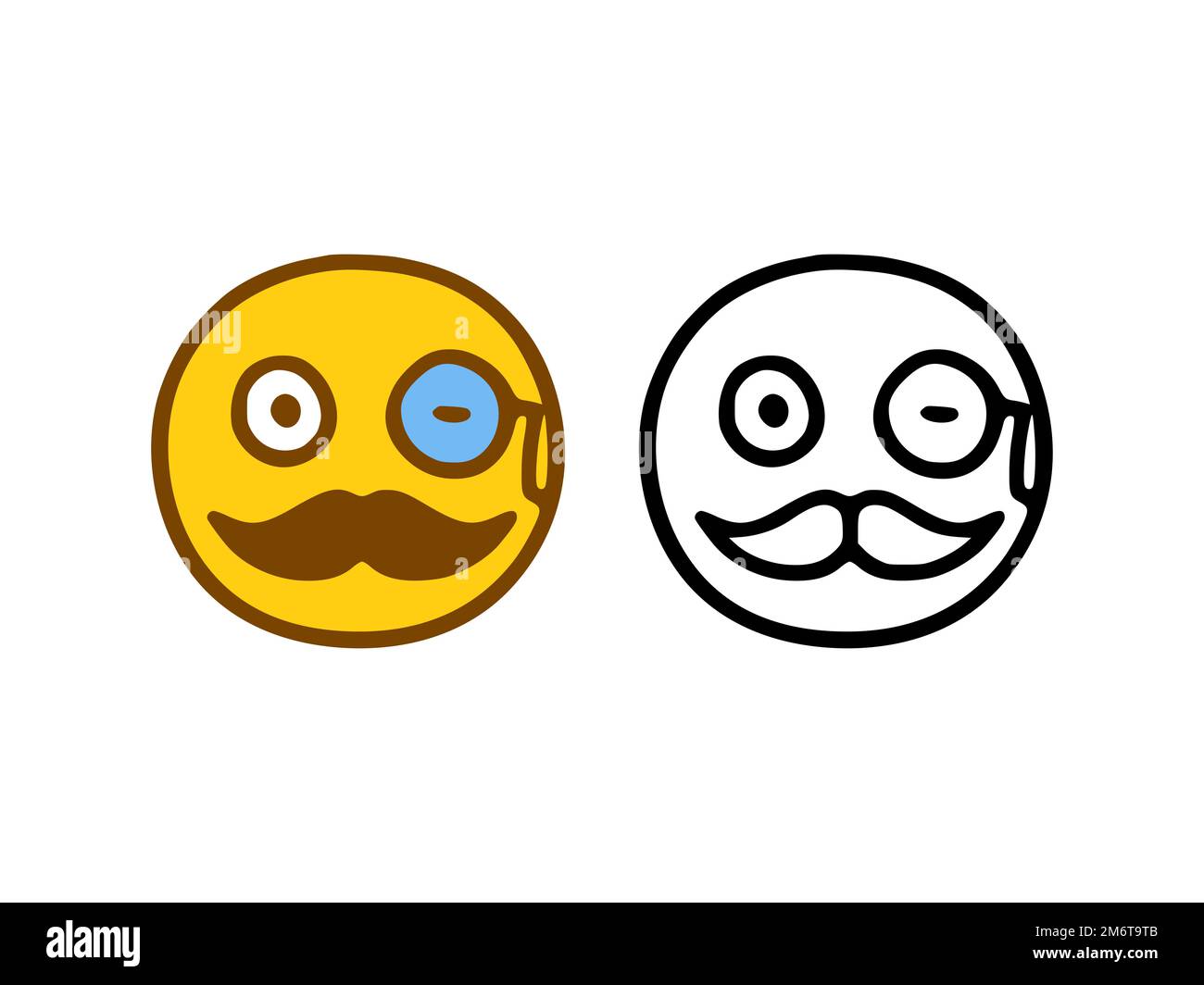 Aristocrat icon. Emoticon with mustache in doodle style isolated on ...