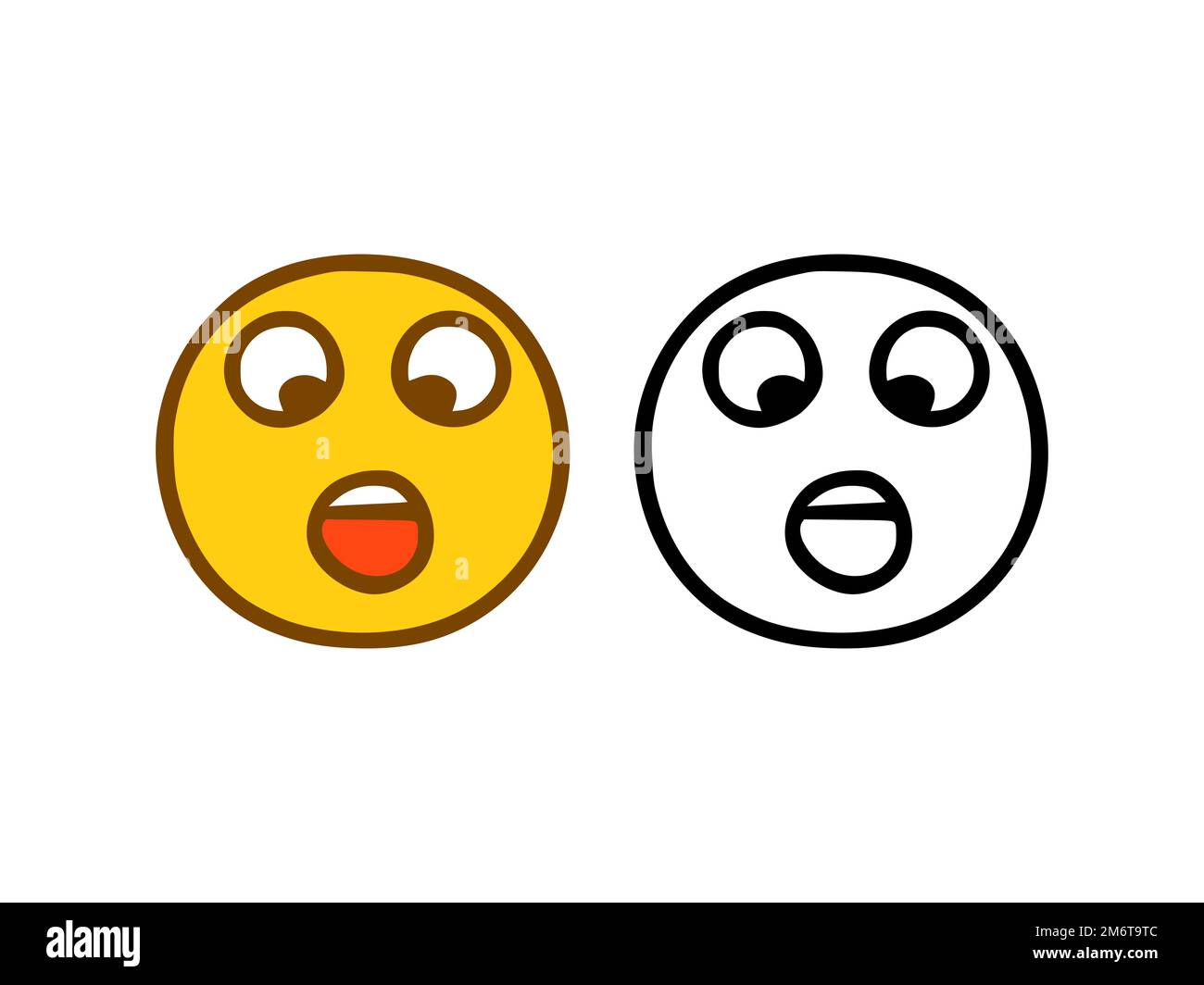 Silly face emoticon in doodle style isolated on white background Stock ...