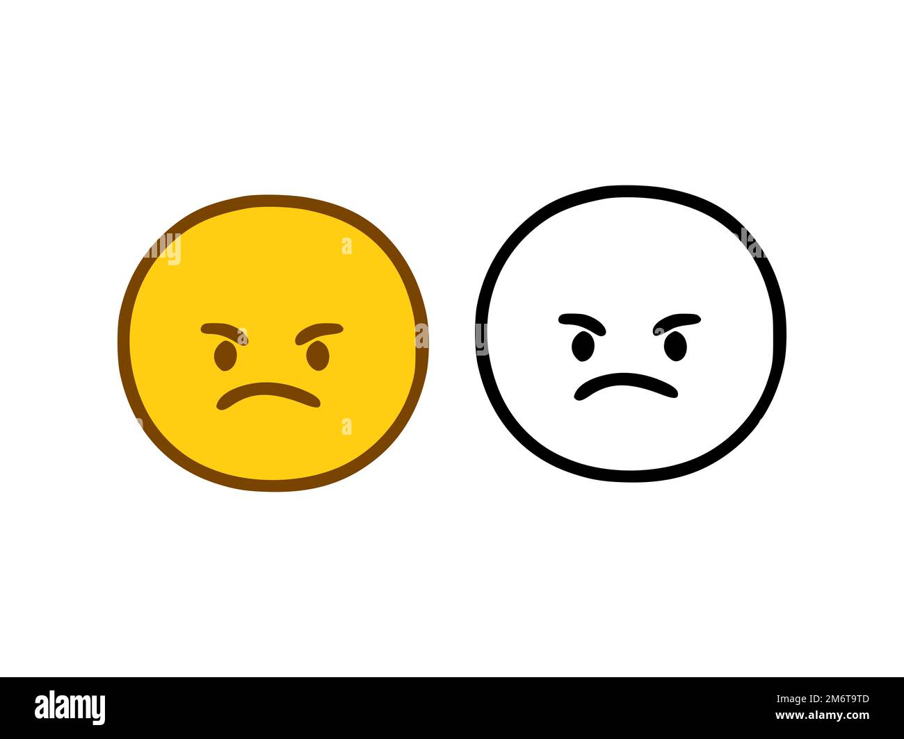 Angry face emoticon in doodle style isolated on white background Stock ...