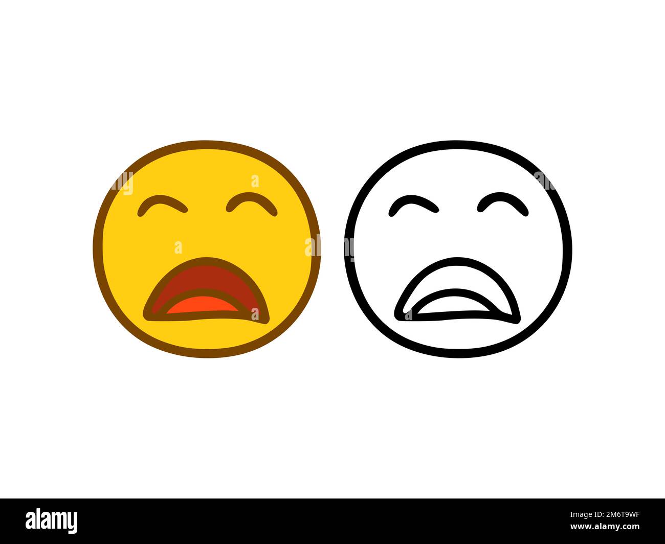 Sad face emoticon in doodle style isolated on white background Stock ...