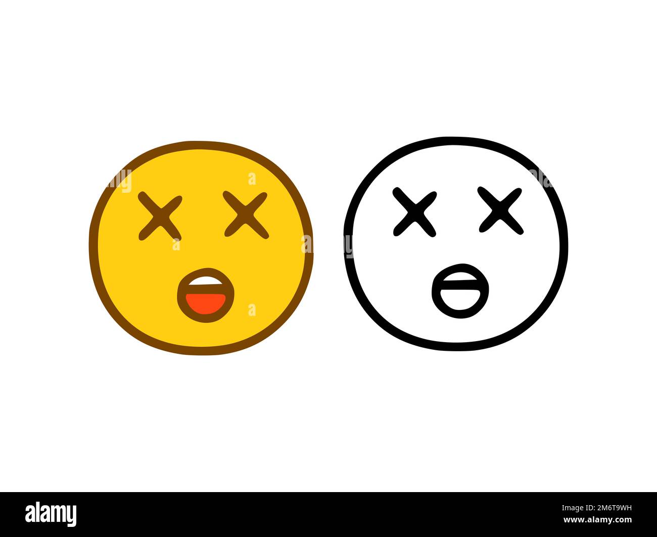 Kill face emoticon in doodle style isolated on white background Stock ...
