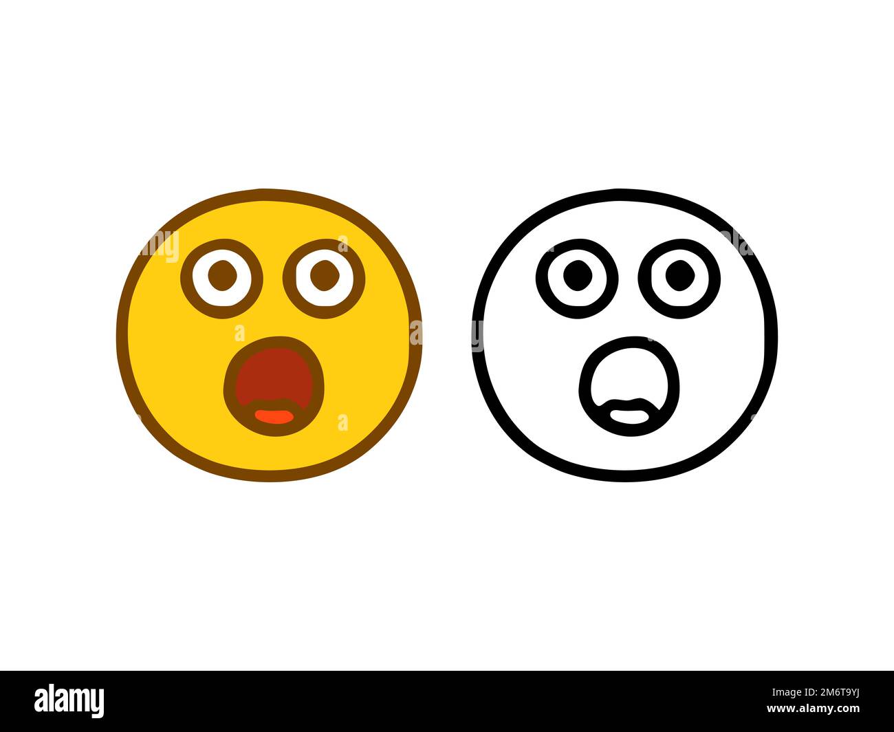 Scared emoticon in doodle style isolated on white background Stock ...