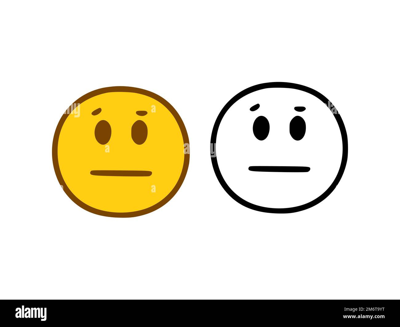 Sad face emoticon in doodle style isolated on white background Stock ...