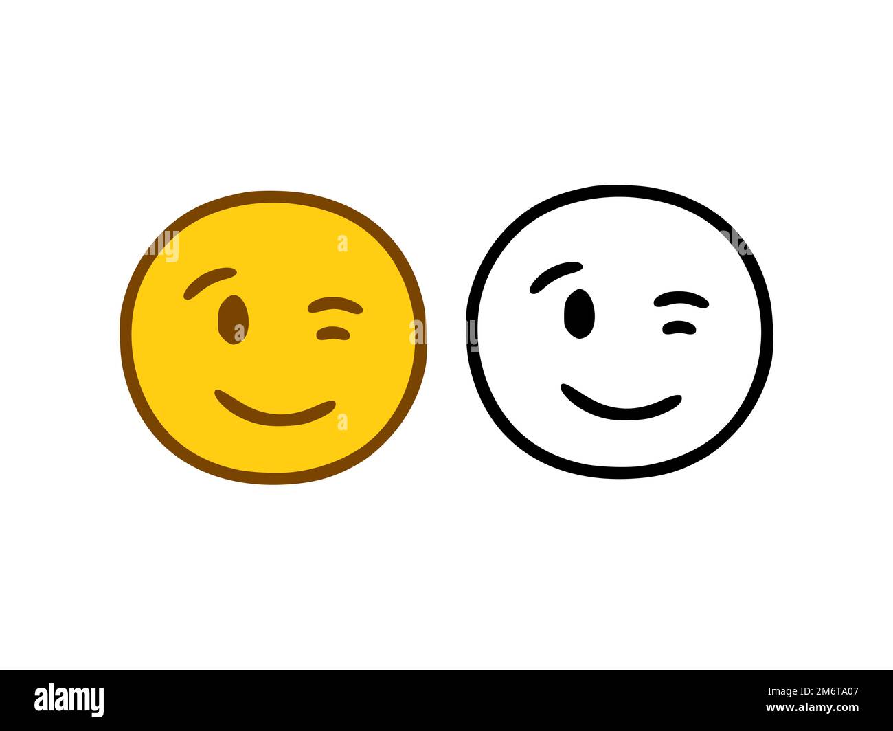 Winking emoticon in doodle style isolated on white background Stock ...