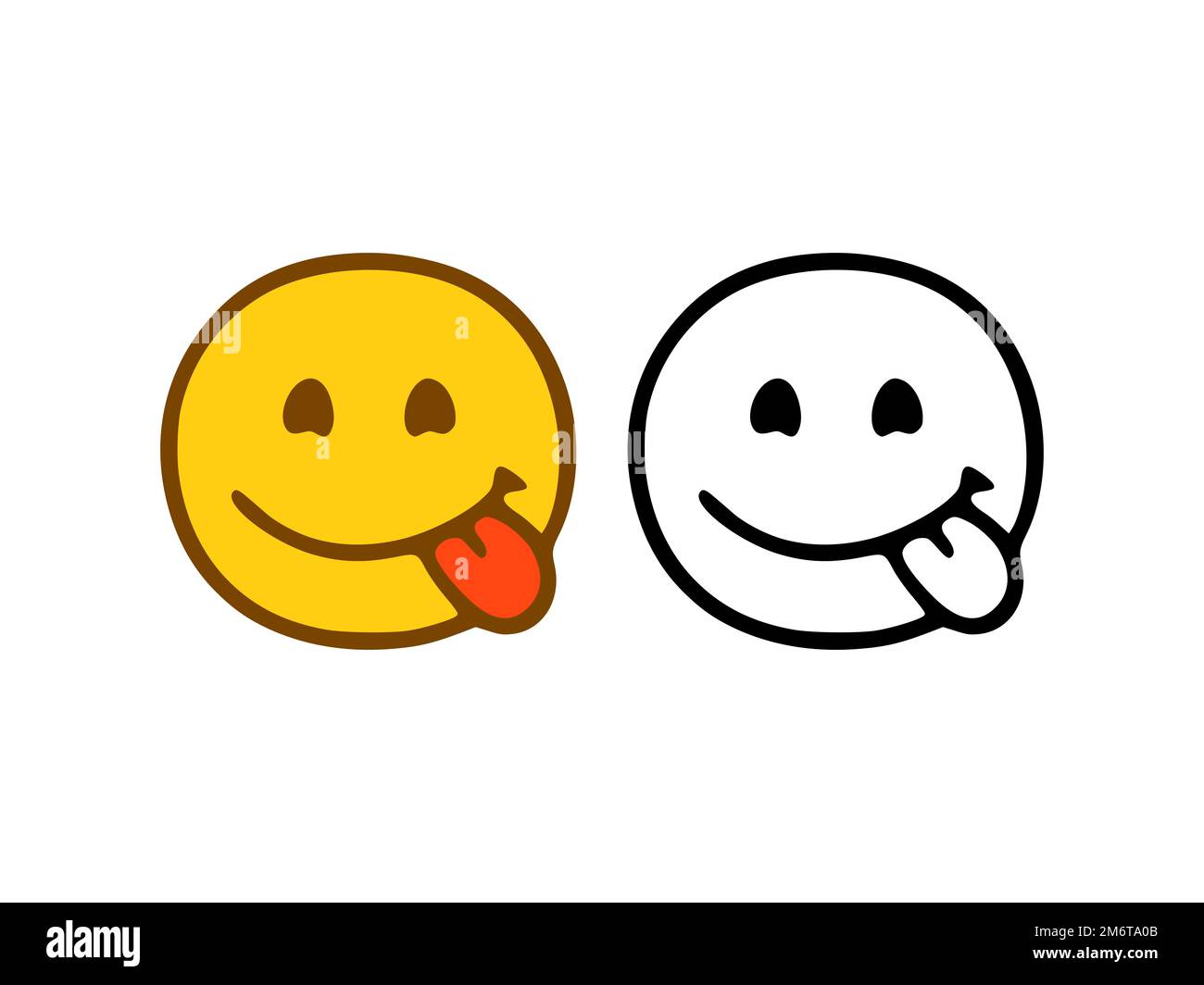 Emoticon with tongue in doodle style isolated on white background Stock ...