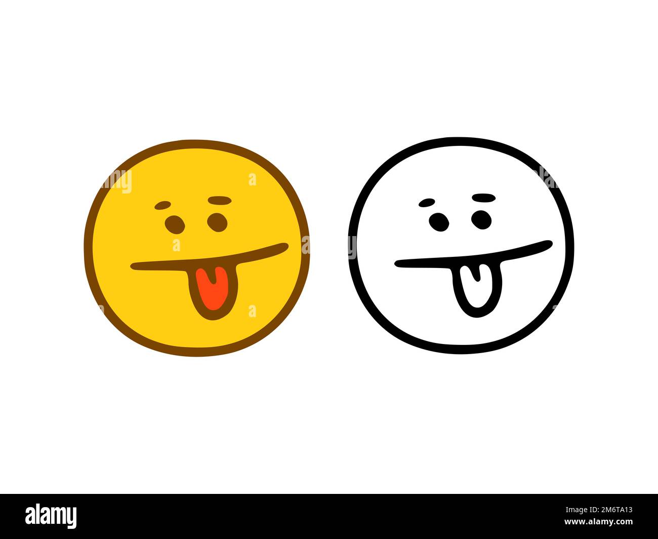 Funny Emoticon shows tongue in doodle style isolated on white ...