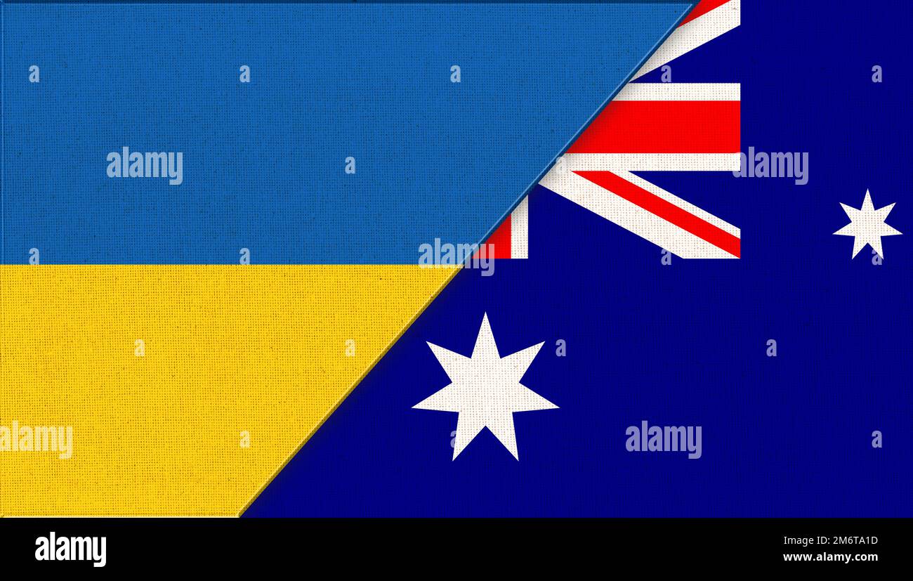 Flag of Ukraine and Australia - 3D illustration Stock Photo - Alamy