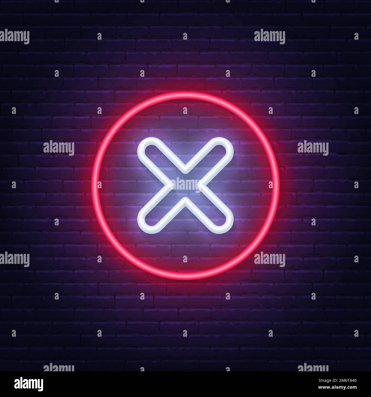 Cancel neon sign on brick wall background. Rejection neon icon Stock ...