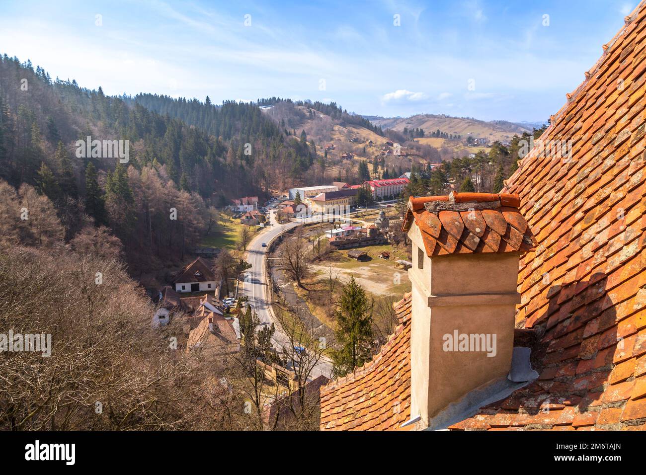 Bran Castle view to the village, Romania Stock Photo - Alamy