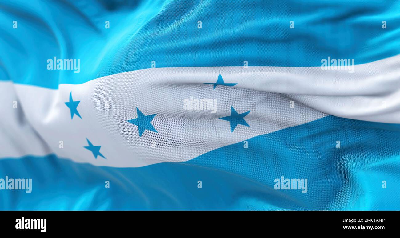 Close-up view of the Honduras national flag waving in the wind Stock ...