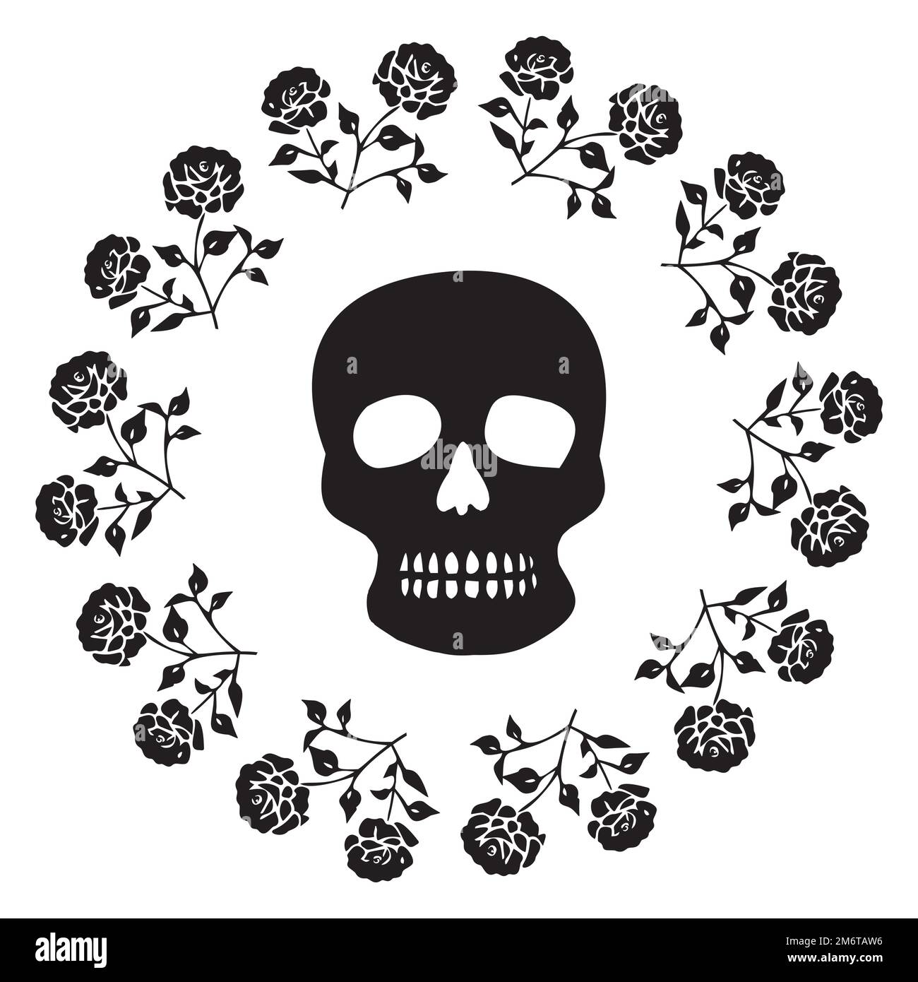 Valentines day skull love tattoo graphic. Vector floral skeleton Stock ...