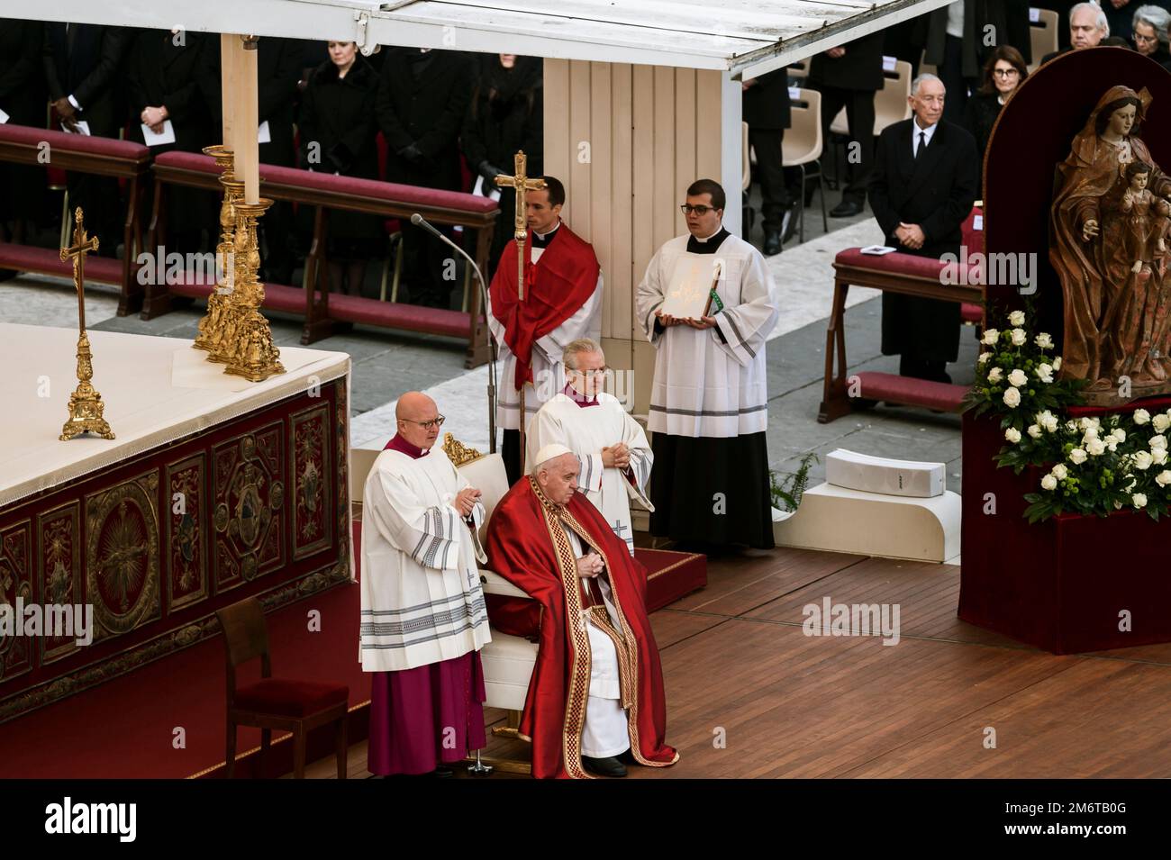 Rome, Catanzaro, Italy. 5th Jan, 2023. Pope Francis seen while sitting ...