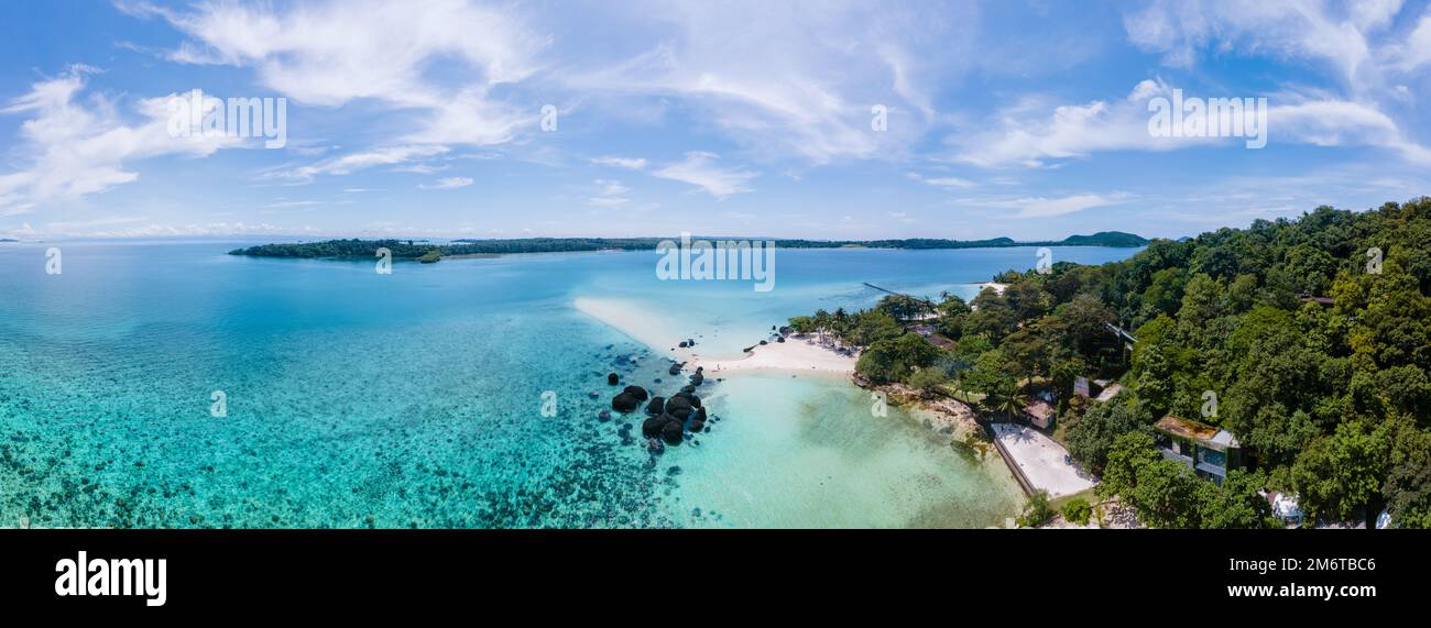 Tropical Island Koh Kham Trat Thailand, aerial view of tropical island ...