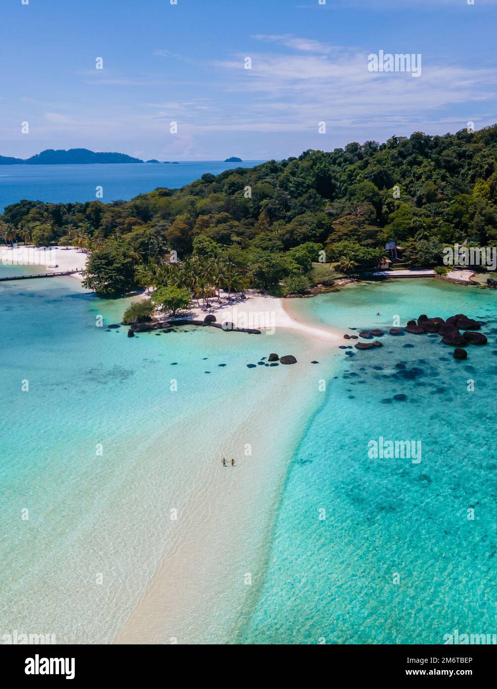 Couple man and women on a tropical island in Thailand, Koh Kham Island ...