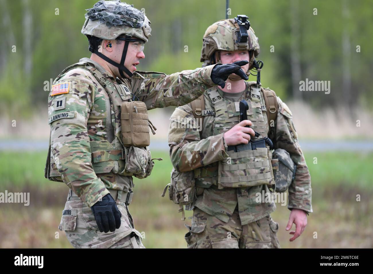 U.S. Army Capt. Justin Lanning, left, commander of Bull Troop, 1st ...