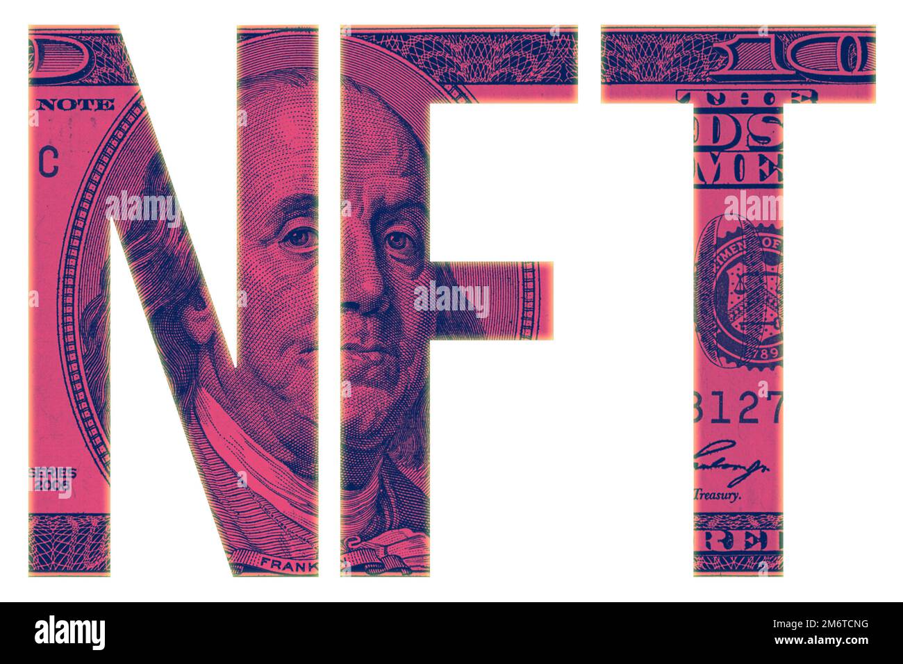 Cryptocurrency symbol in artificial intelligence with colored banknotes ...