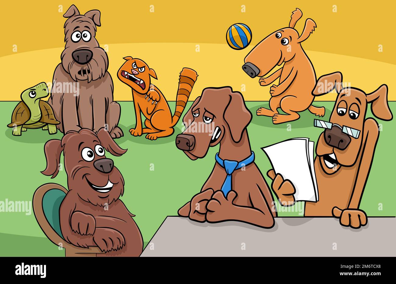 Cartoon dogs and pets comic characters group Stock Photo - Alamy