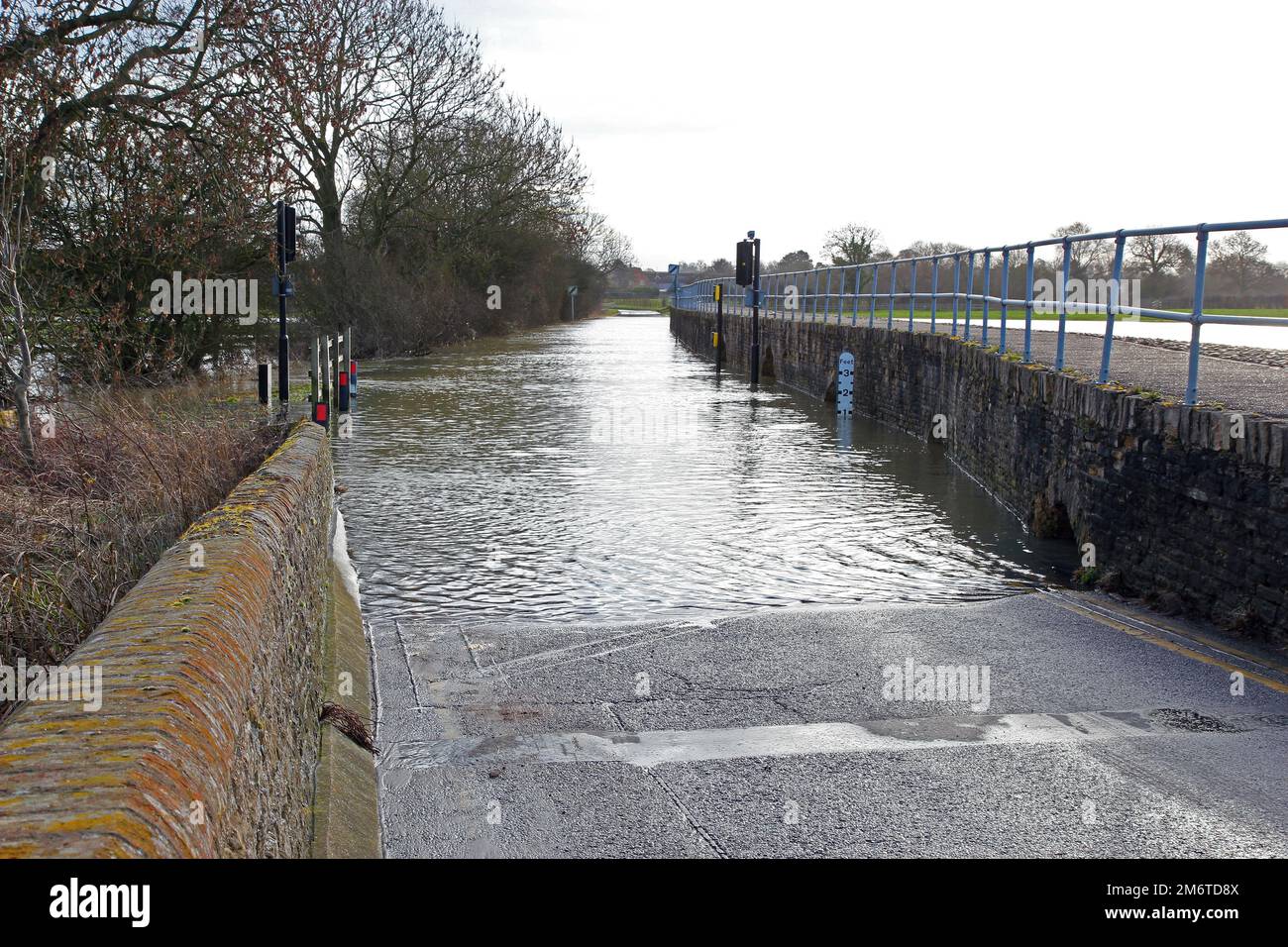 Floods. Roads and fields flooded as rivers burst their banks Stock ...