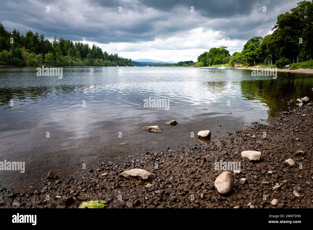 Loch Ken in Southern Scotland on a tranquil but generally overcast day ...