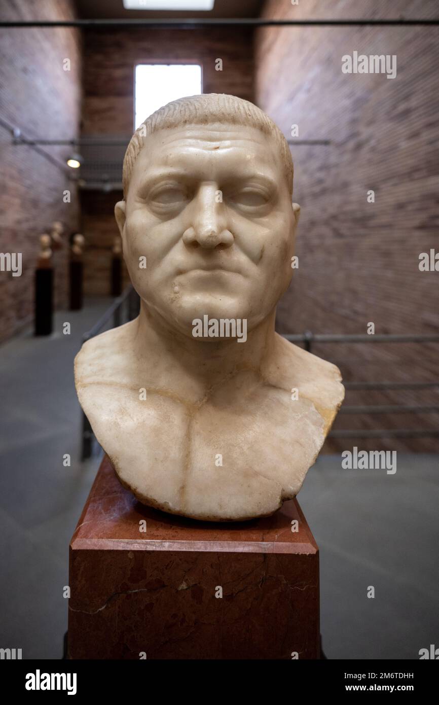 Merida, Spain - 28 Dec 23: A bust of a Roman man from the National ...