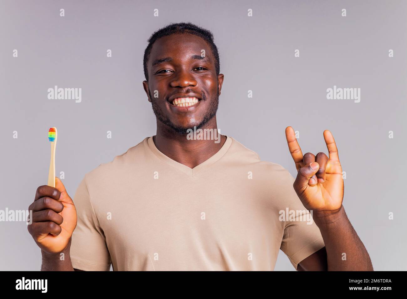 African american man brushing teeth hi-res stock photography and images ...