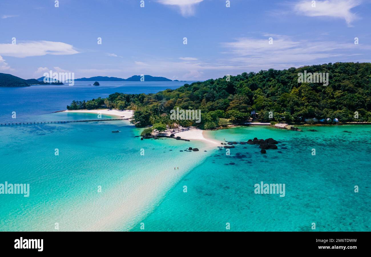 Tropical Island Koh Kham Trat Thailand, aerial view of tropical island ...