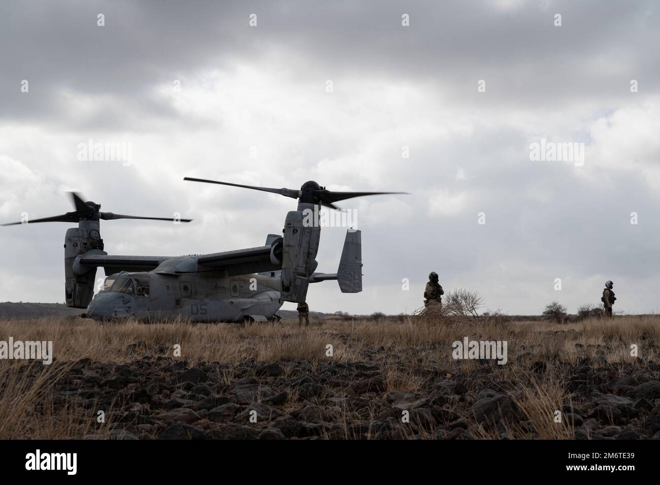 U.S. Marine Corps MV-22 Osprey crew chiefs assigned to Marine Medium Tiltrotor Squadron 266 (VMM ...