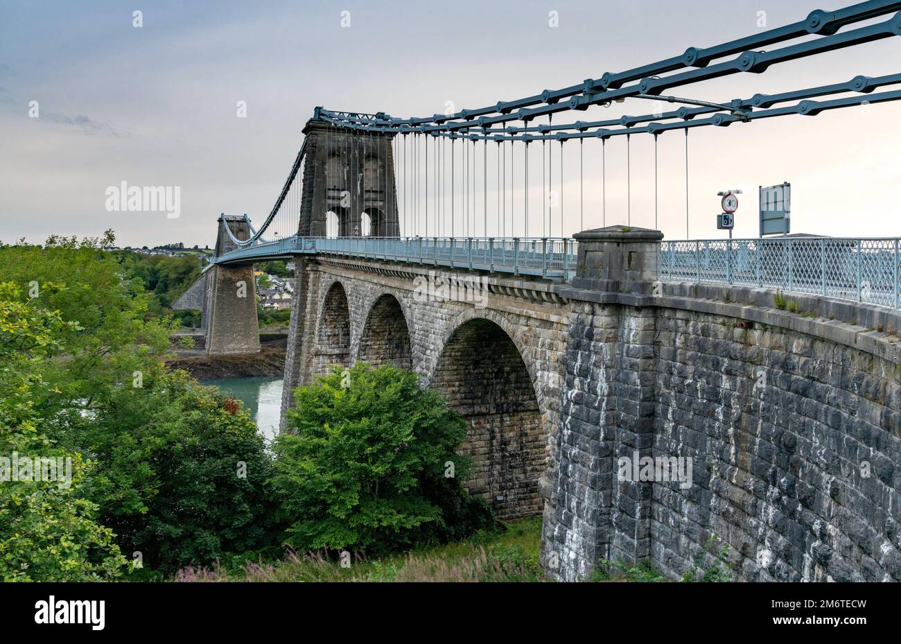A close-up view of the old Menai Bridge in North Wales Stock Photo - Alamy