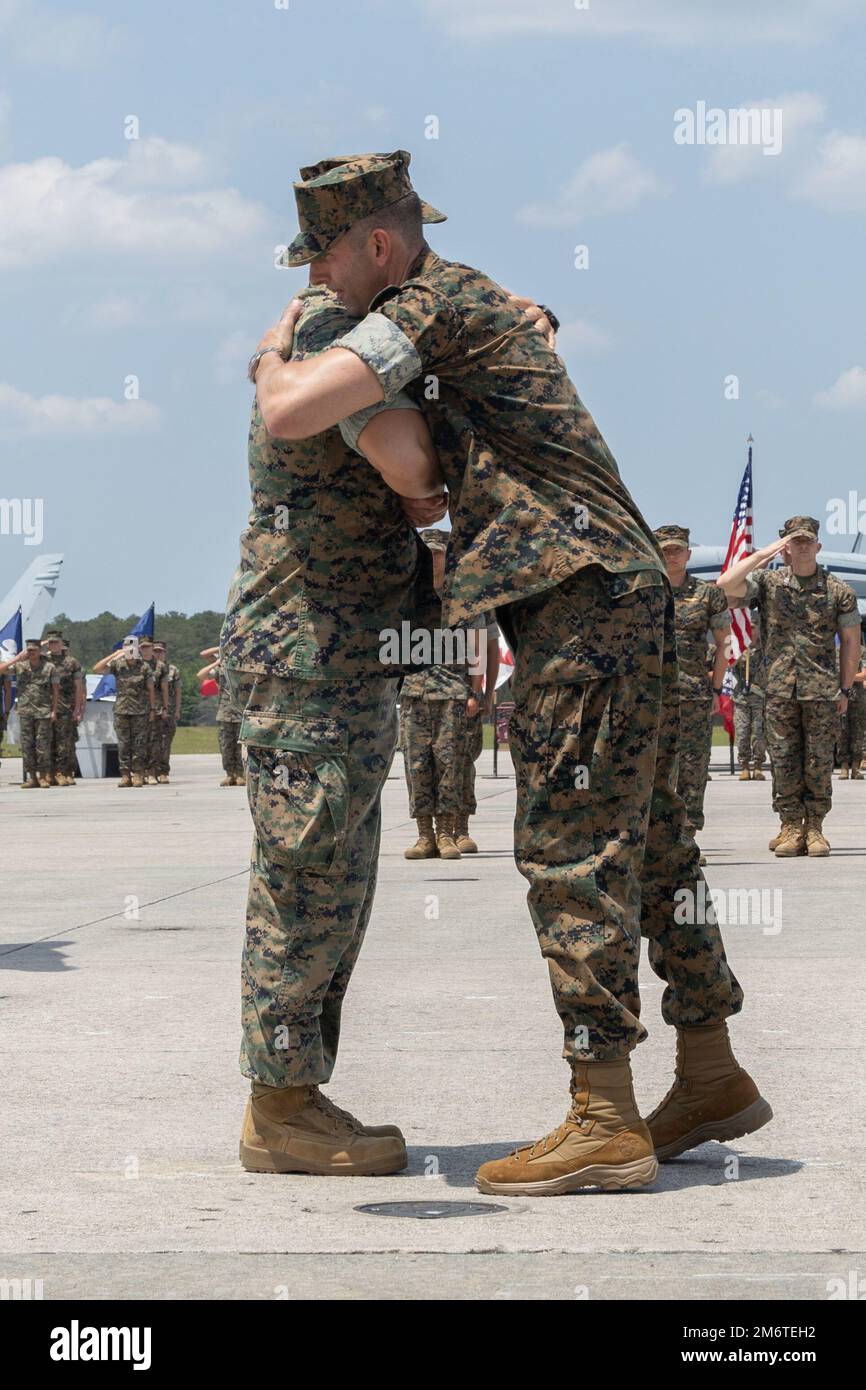 U.S. Marine Corps Lt. Col. Timothy M. Miller, right, outgoing ...