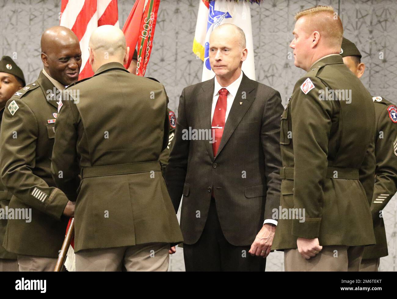 Col. Kenneth N. Reed receives the Southwestern Division colors from Lt ...