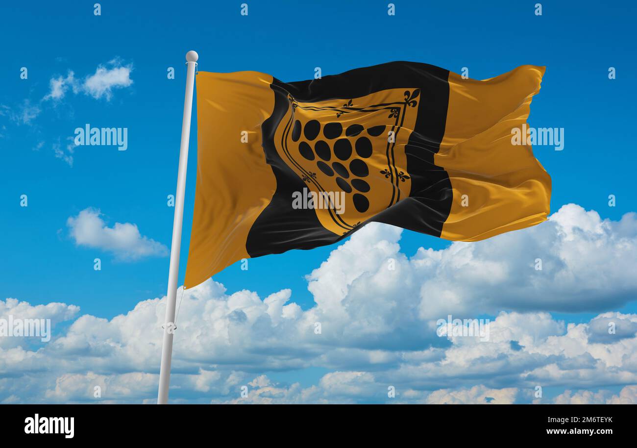 official flag of Cornwall, Ontario Canada at cloudy sky background on ...