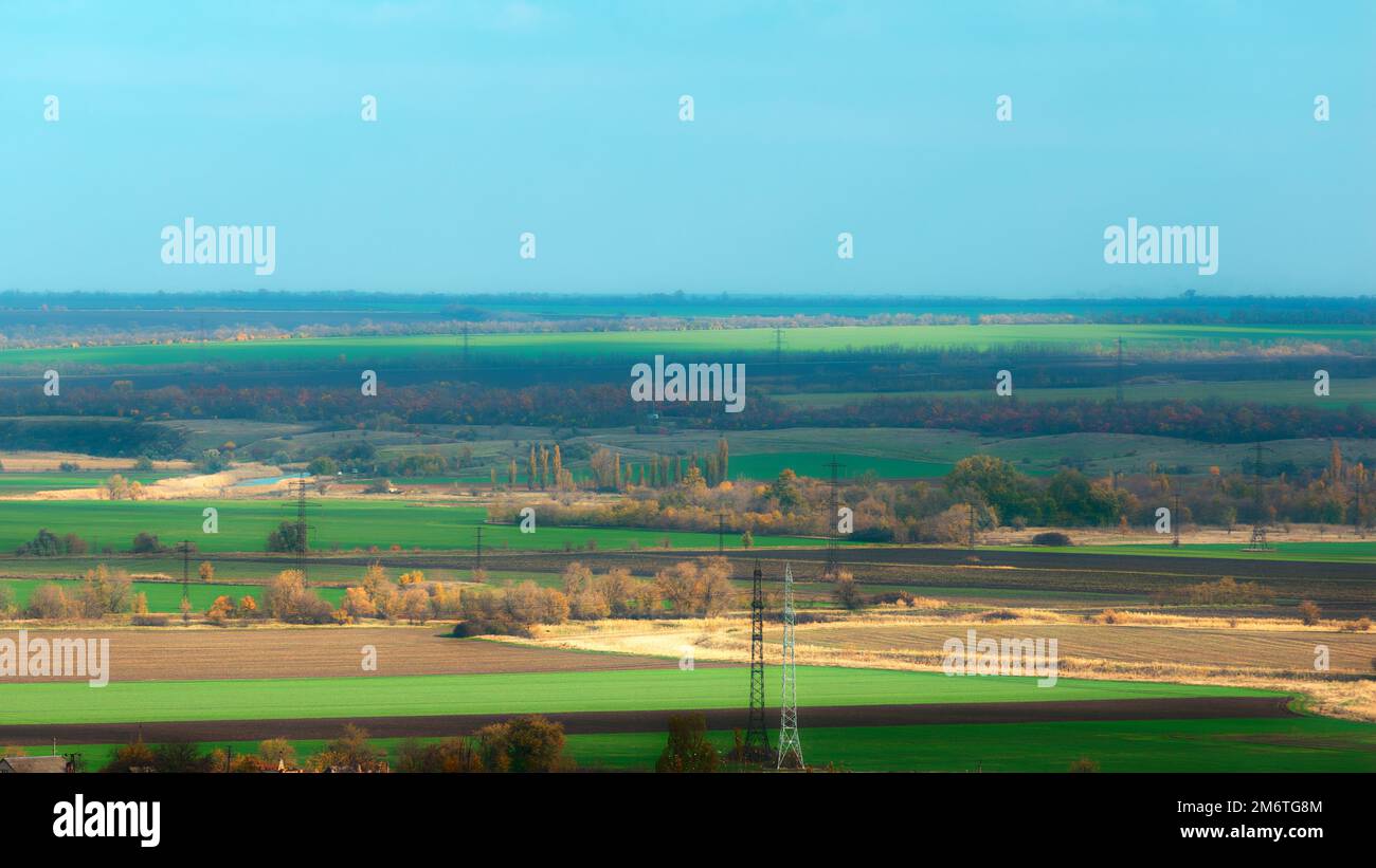Ukrainian distant rural scenery landscape. The endless far away horizon ...