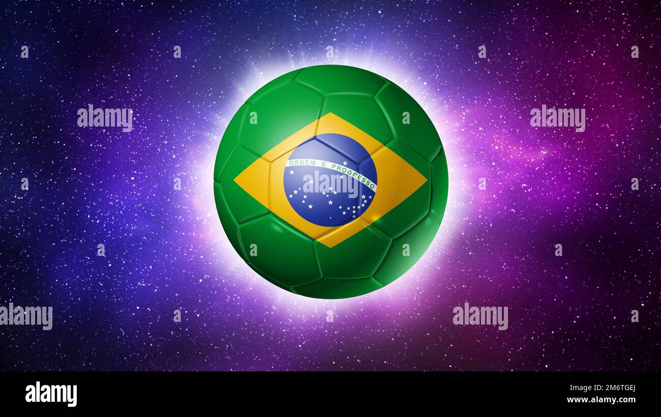 Soccer football ball with brazil flag. Space background. Illustration ...
