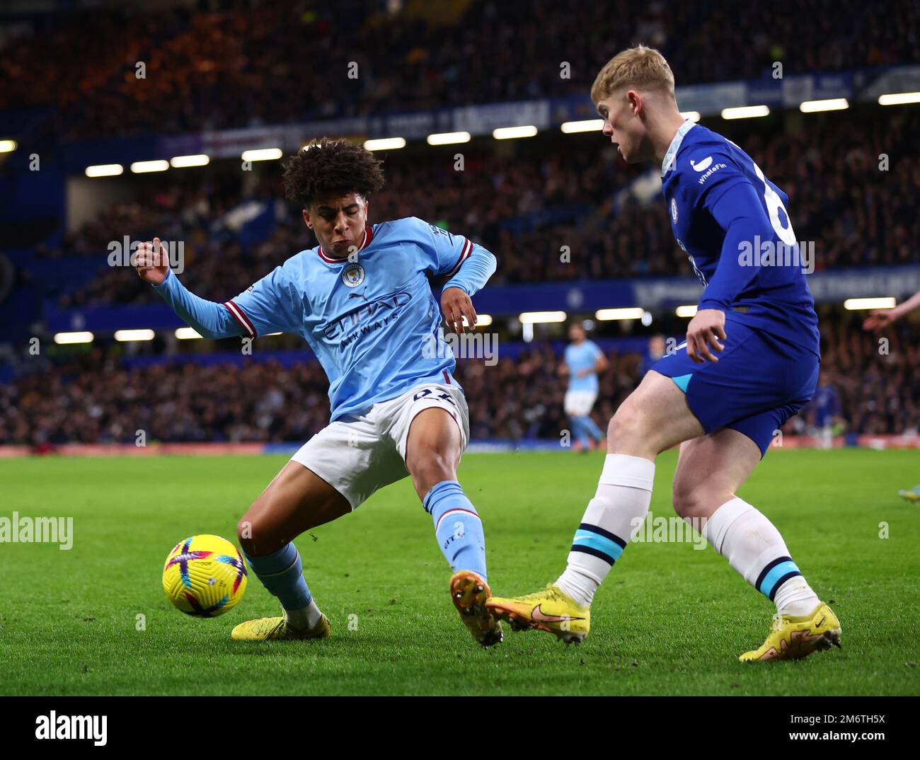 London, England, 5th January 2023. Rico Lewis of Manchester City ...