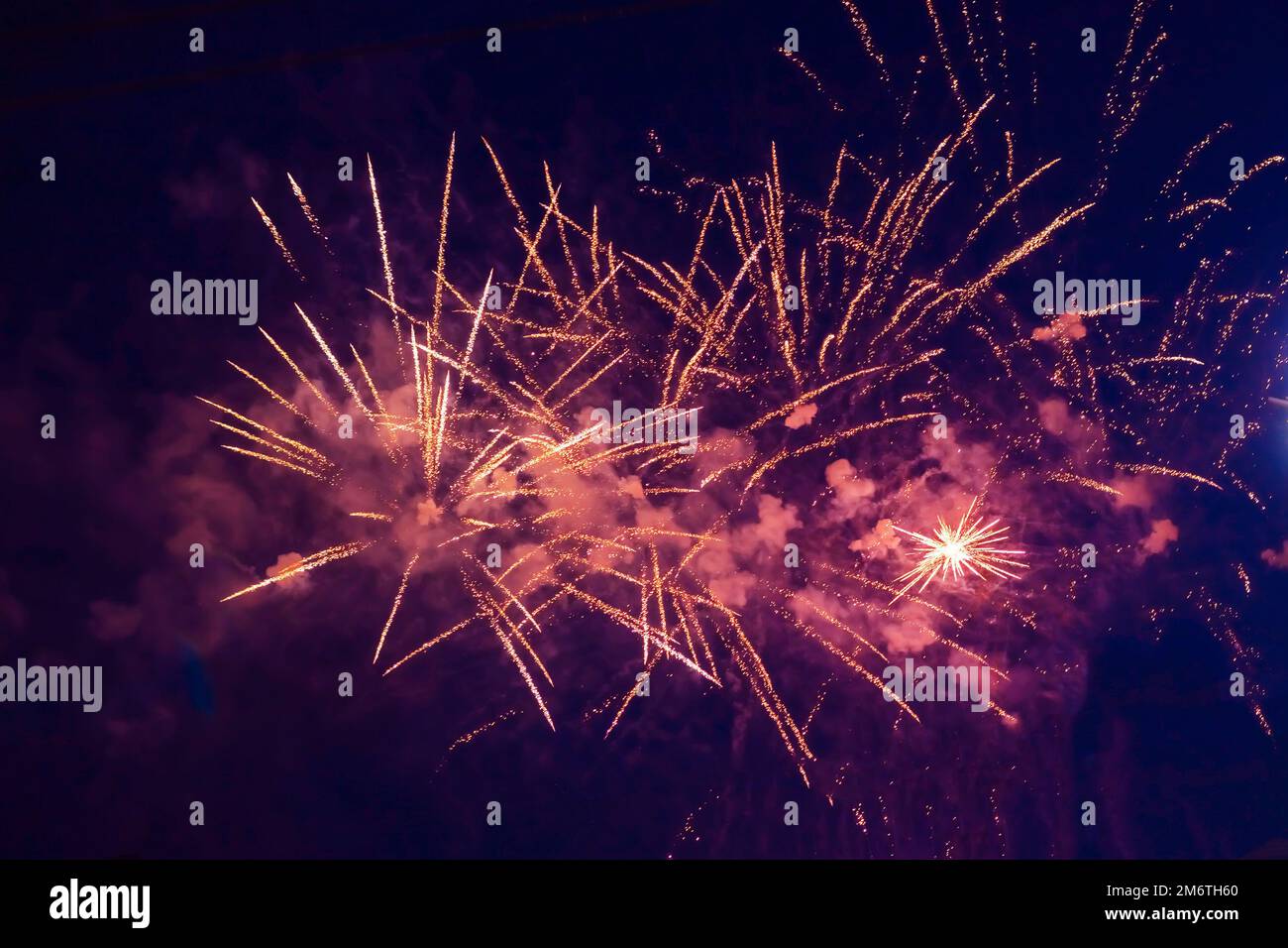 Beautiful multi-colored fireworks against the background of the night ...
