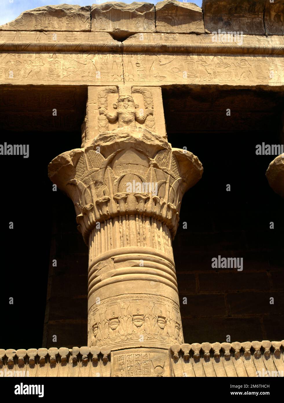Dandera Egypt Birth House Details Of Column Bes Stock Photo - Alamy