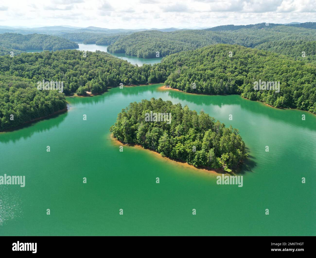 An aerial of Hiwassee island on a sunny day Stock Photo - Alamy