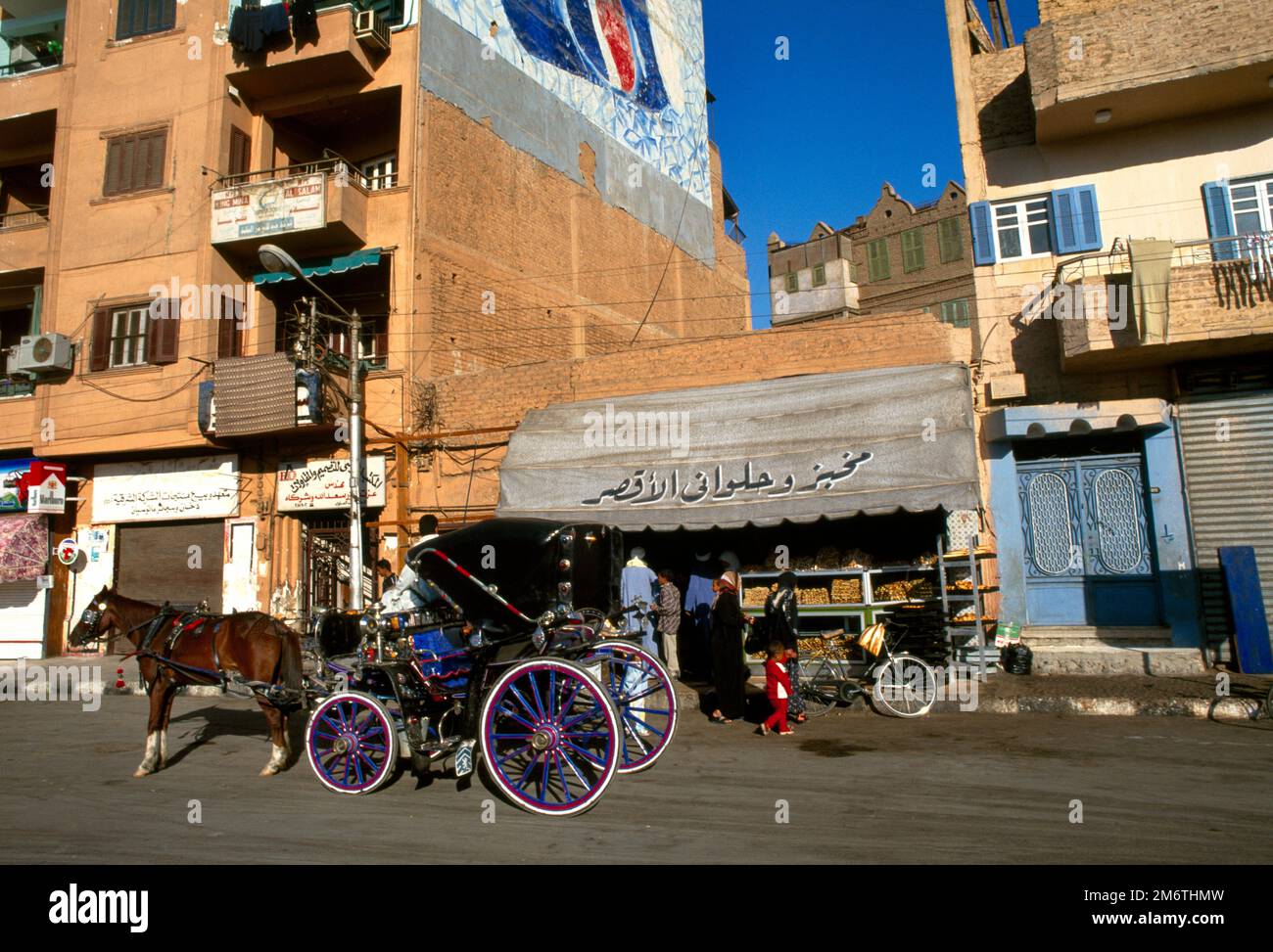 Luxor Egypt Bazaar Horse & Carriage Parked Outside Shop Stock Photo - Alamy