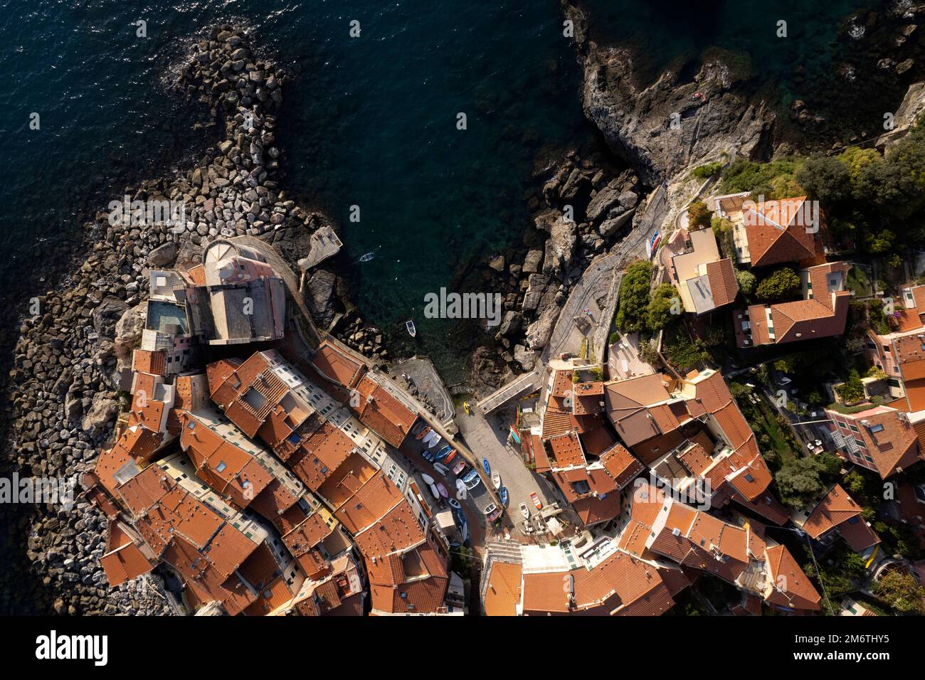 Aerial view of the Ligurian village of Tellaro Stock Photo - Alamy
