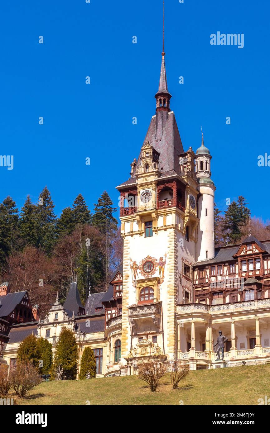 Peles castle close-up in Sinaia, Romania Stock Photo - Alamy