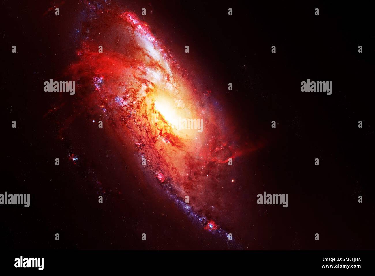 The cosmic nebula is red. Elements of this image were furnished by NASA ...